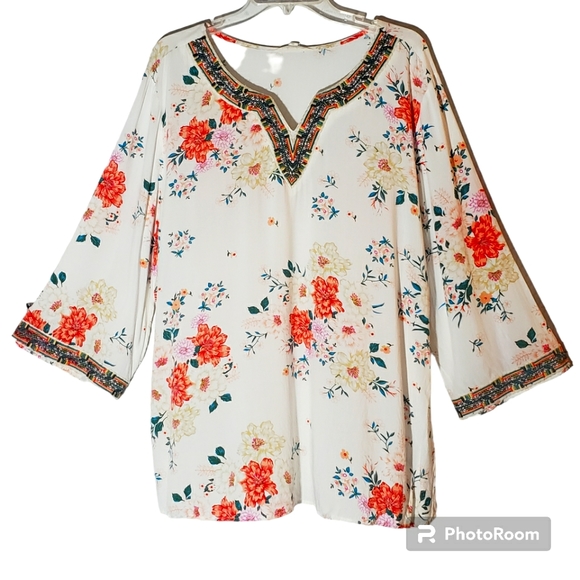 Linda Anderson | Tops | Linda Anderson Womens Plus Size Xxl Floral Boho ...